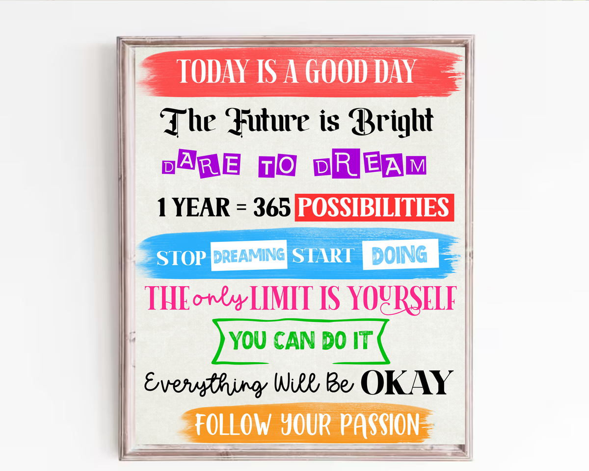 Motivational Quotes Poster Classroom | Inspirational Wall Art for Stud ...